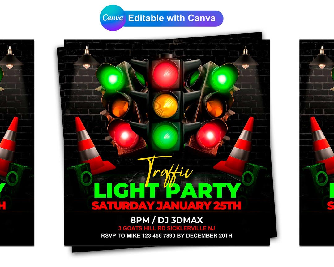 Traffic Light Party Flyer, Traffic Light Party Invitation, Valentine ...
