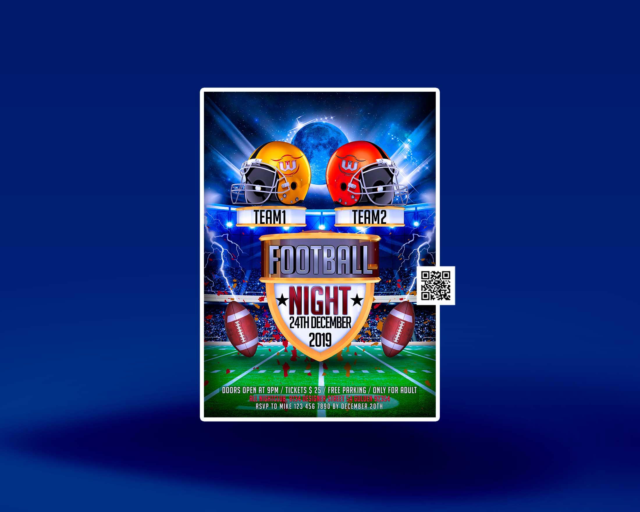 Football Game Invitation, Football Night Flyer, Football Birthday ...