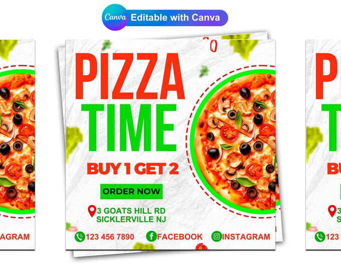 Editable Pizza Flyer Template: Canva Design (digital Download) - Etsy