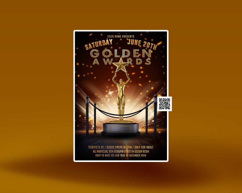 Golden Awards Flyer, Awards Invitation, Movie Award Flyer, Music Awards ...