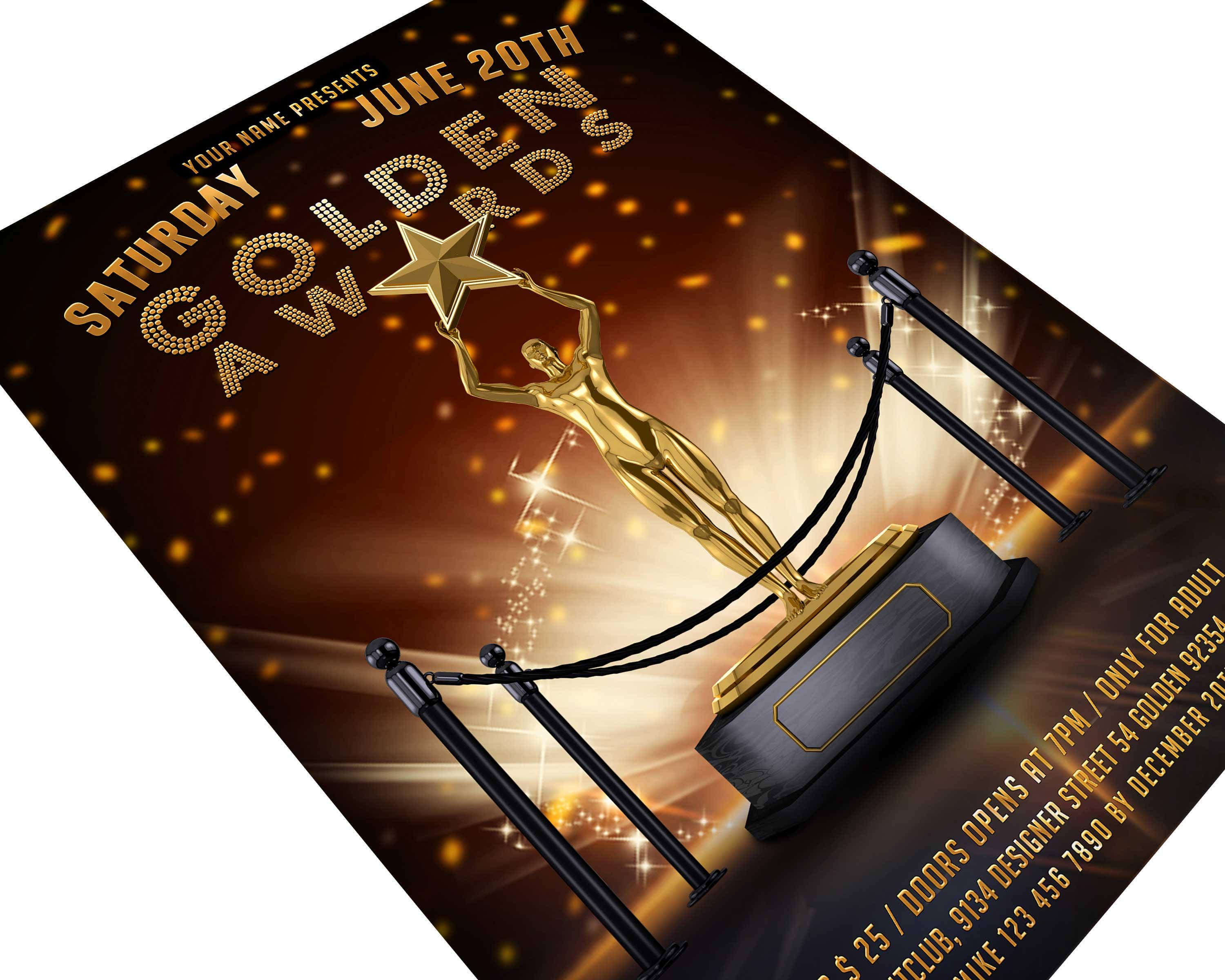 Golden Awards Flyer, Awards Invitation, Movie Award Flyer, Music Awards ...