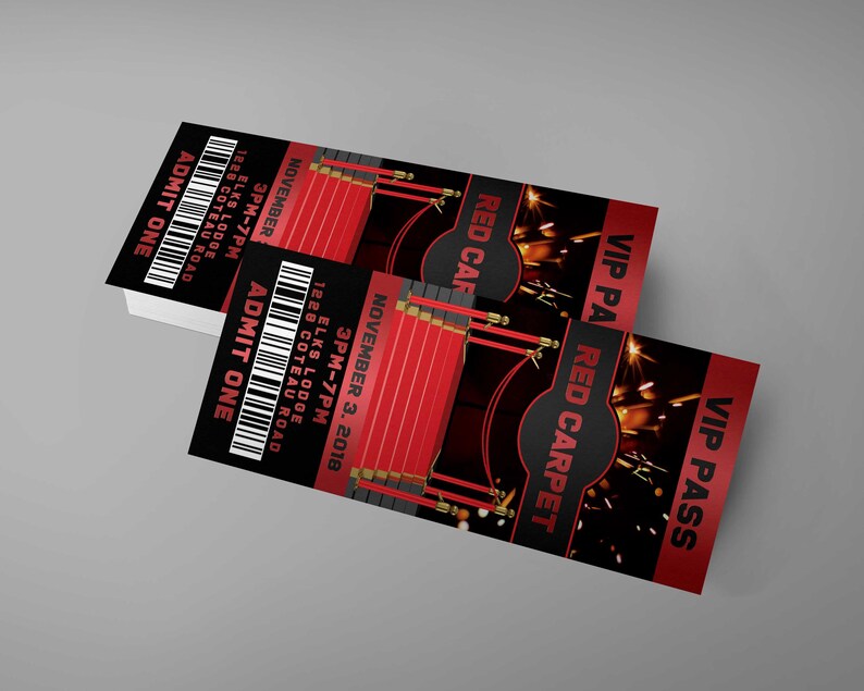 Customizable Red Carpet Event Ticket Invitation (digital Download) - Etsy
