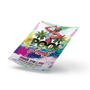 Tropical Pool Party Flyer: Customizable Birthday Invitation (5x7 Inches ...