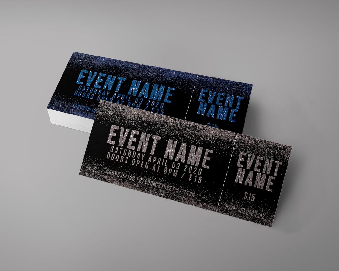 Glitter Tickets Template, Glitter Event Ticket, Gala Ticket, Birthday ...