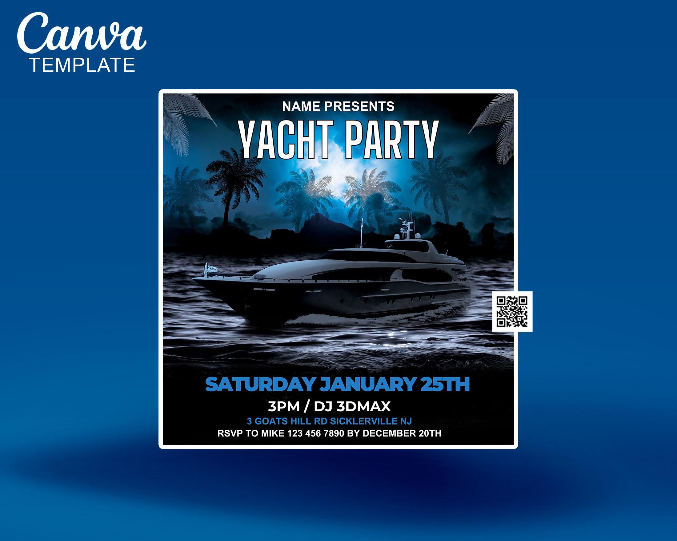 Editable Boat Birthday Party Invitation, Yacht Party Invitation, Yacht ...