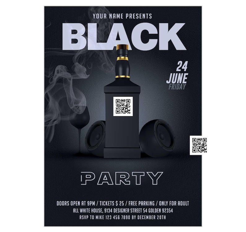 Custom Blackout Party Flyer, Nightclub Event Invitation (5x7 Inches) - Etsy