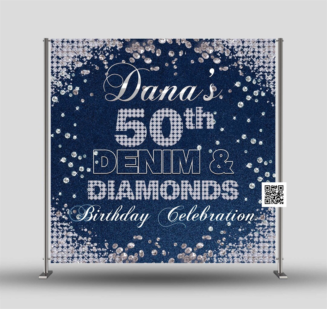 Denim and Diamond Birthday Photo Backdrop, Denim Birthday Backdrop ...