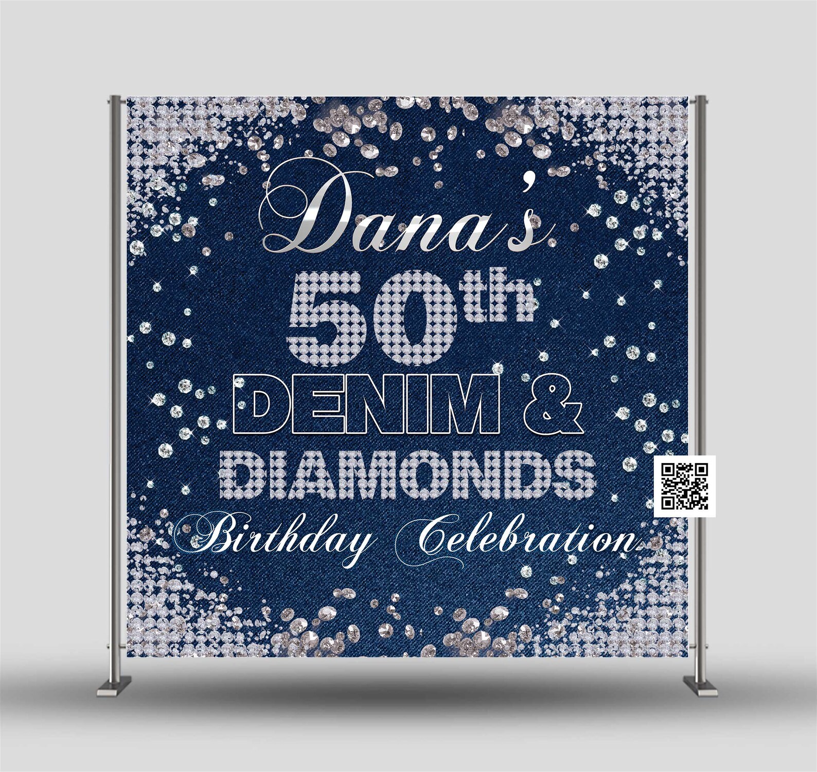 Denim and Diamond Birthday Photo Backdrop, Denim Birthday Backdrop ...