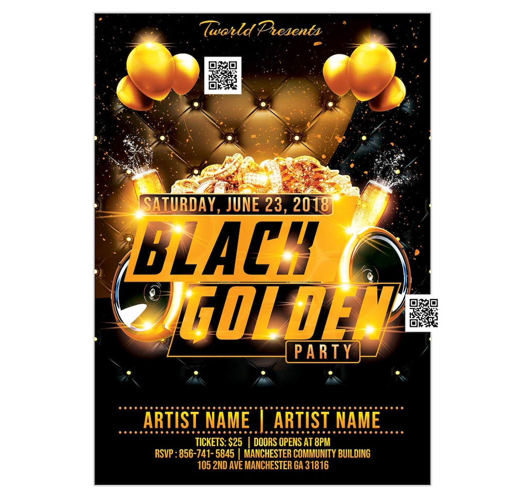 Black and Gold Birthday Party Invitation, VIP Invitation, Black and ...