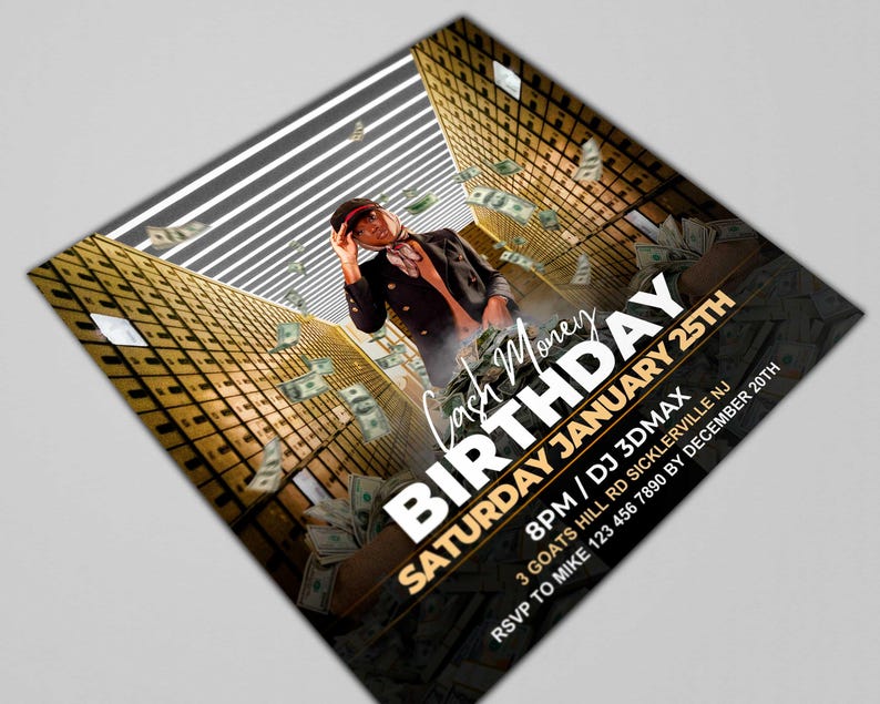 Money Theme Party Flyer, Money Vault Room Flyer, Money Birthday Party ...