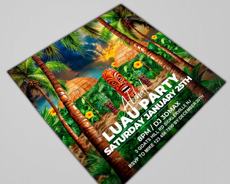 Luau Party Flyer, Luau Party Invitation, Luau Theme Party Invitation ...