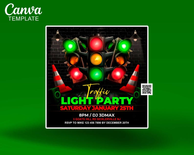 Traffic Light Party Flyer, Traffic Light Party Invitation, Valentine ...