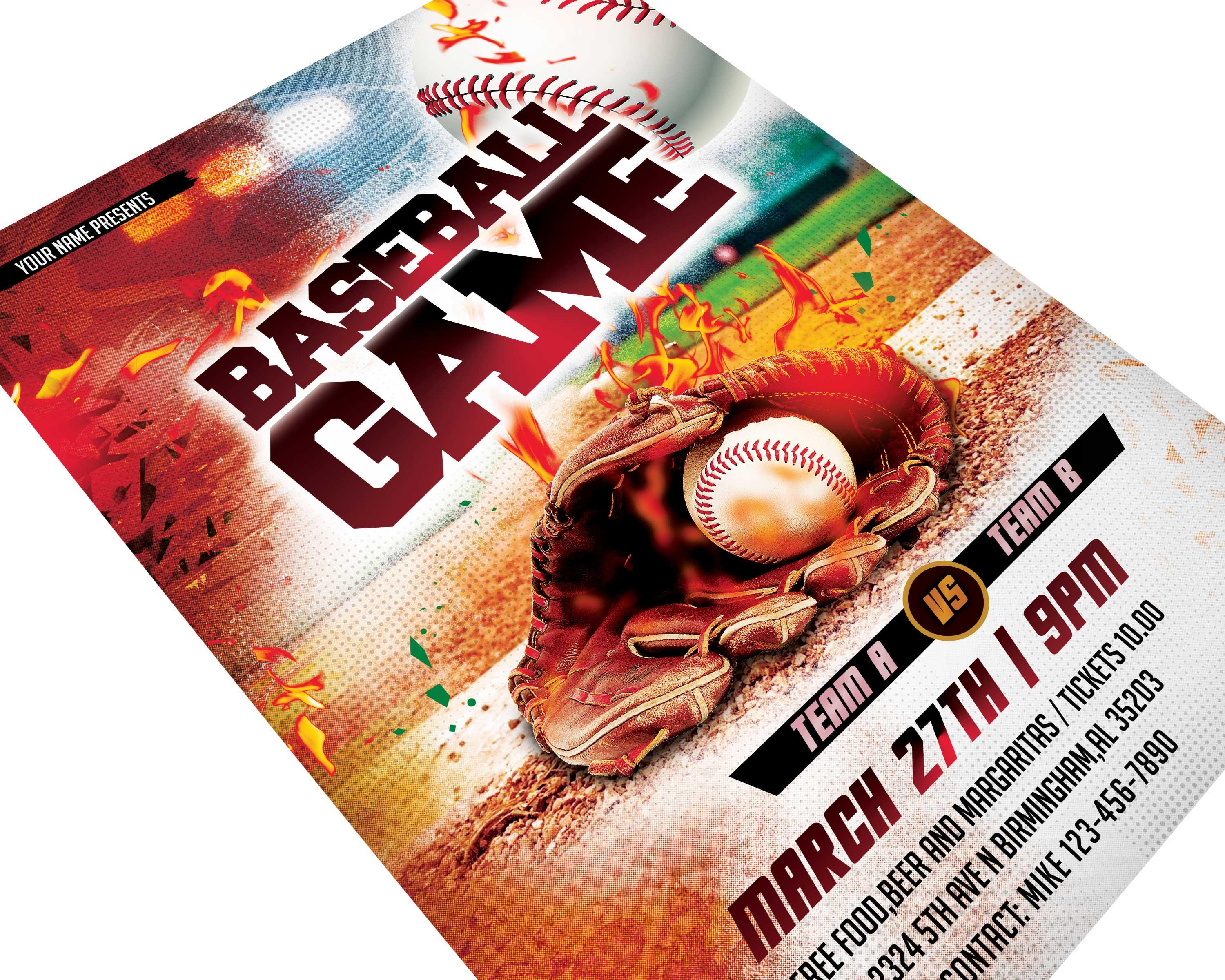 Baseball Game Invitation, Baseball Birthday Party Flyer, Baseball ...
