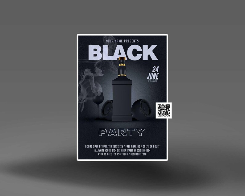 Custom Blackout Party Flyer, Nightclub Event Invitation (5x7 Inches) - Etsy