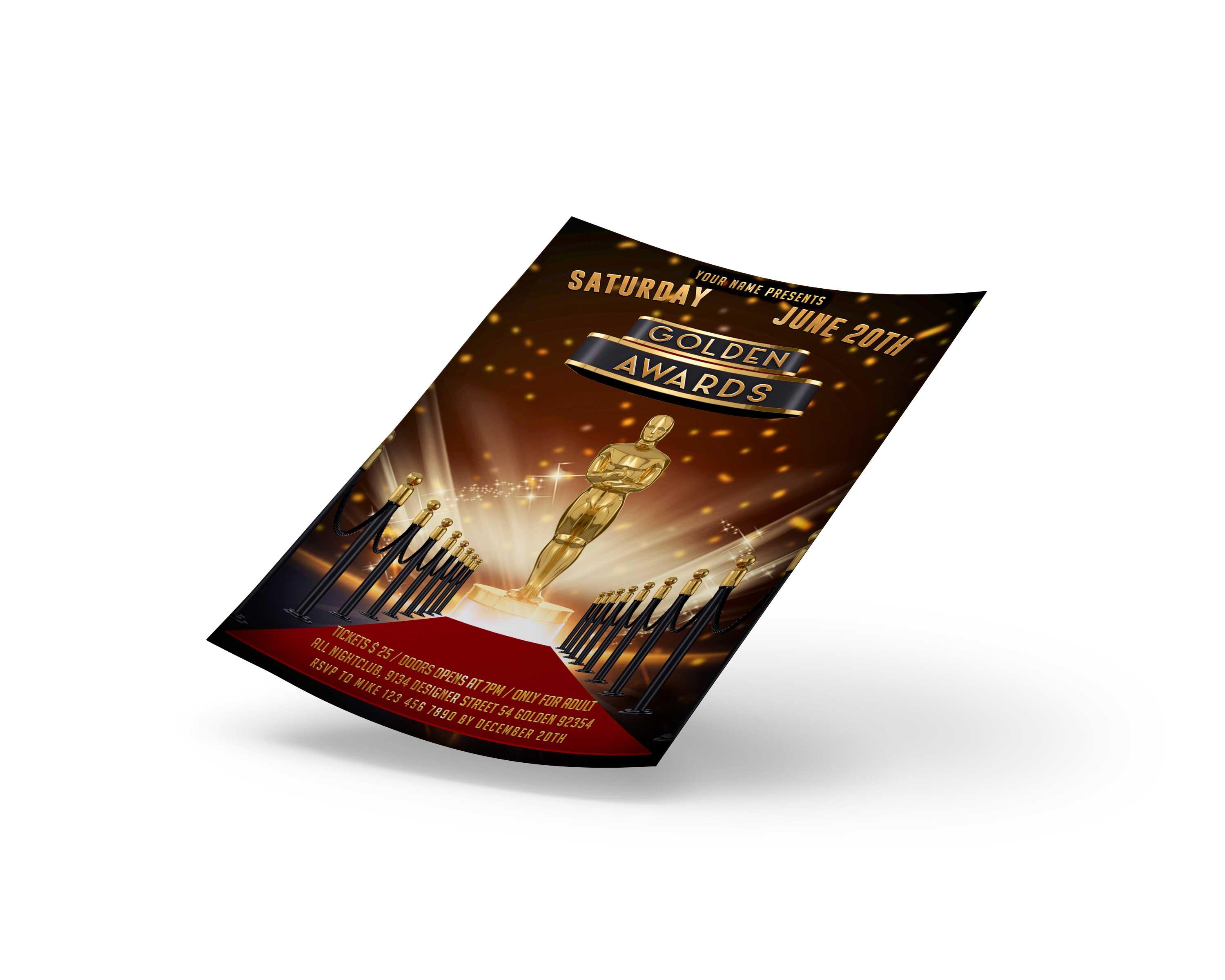 Golden Awards Ceremony Flyer: Customizable Party Invitation (5x7 Inches ...