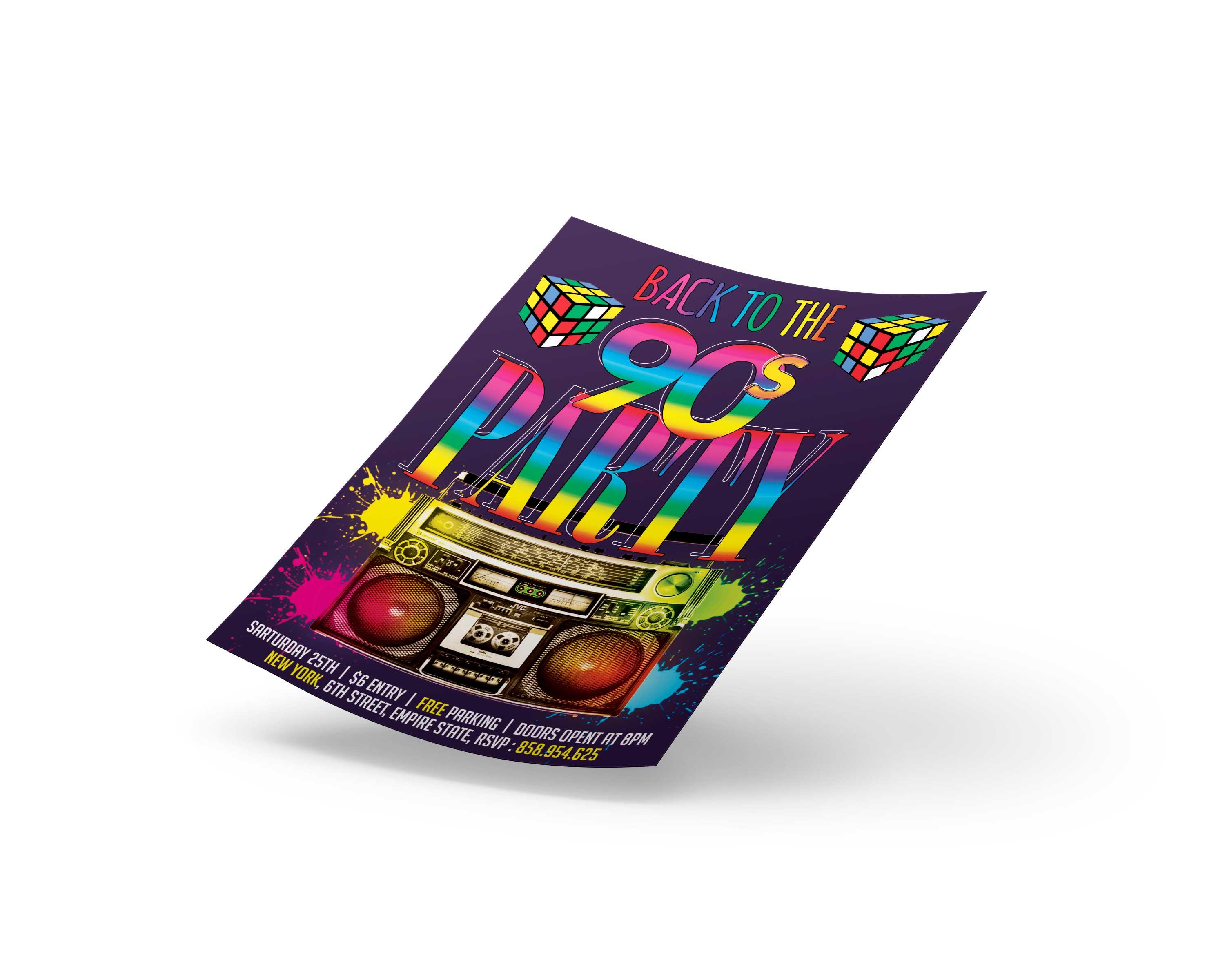 90's Party Invitation, 80's Party Invitations, Throwback 90s Flyer ...