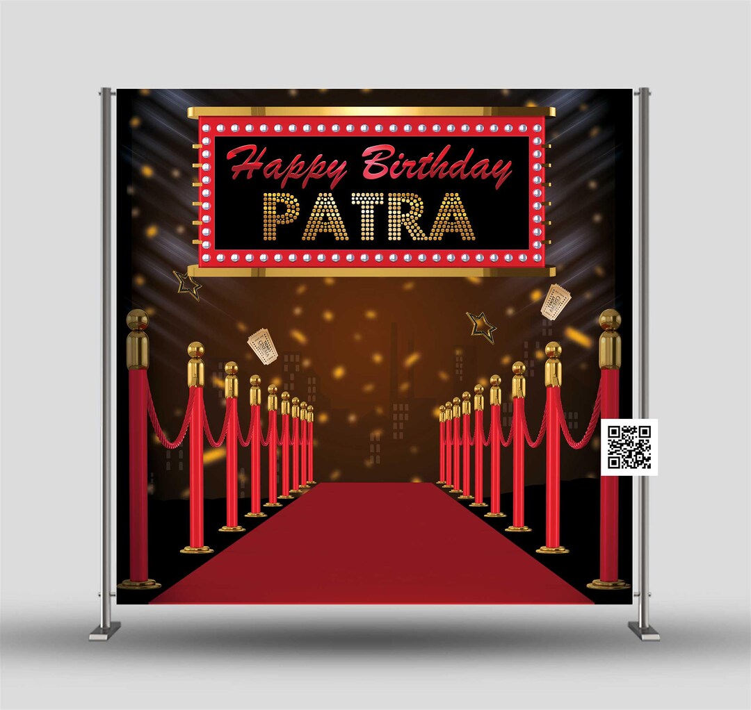 Personalized Red Carpet Birthday Backdrop, Hollywood VIP Banner ...