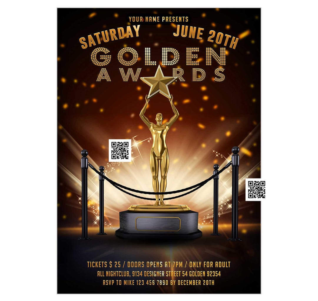 Golden Awards Flyer, Awards Invitation, Movie Award Flyer, Music Awards ...