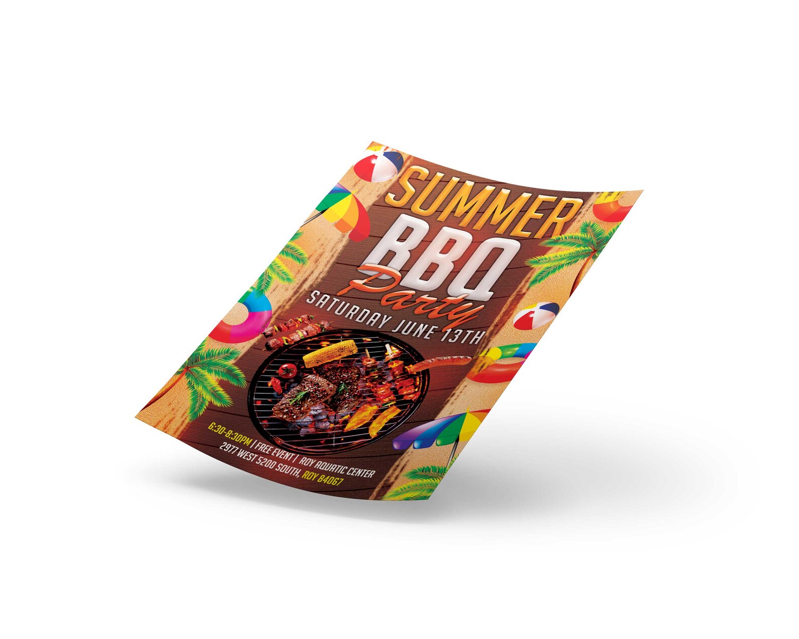 Summer Barbecue Party Flyer, Pool BBQ Party Flyer, Beach BBQ Party ...