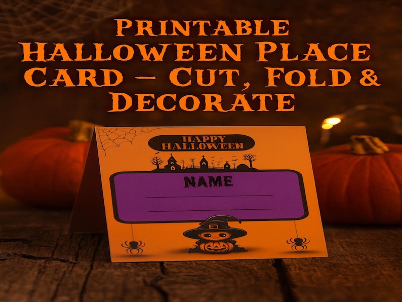 Editable Halloween Place Cards Canva Template for Parties, Buffets ...