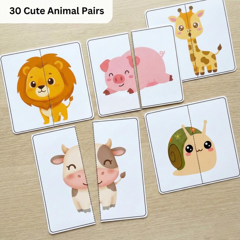 Animal Halves Matching Game, Visual Discrimination Task Cards ...