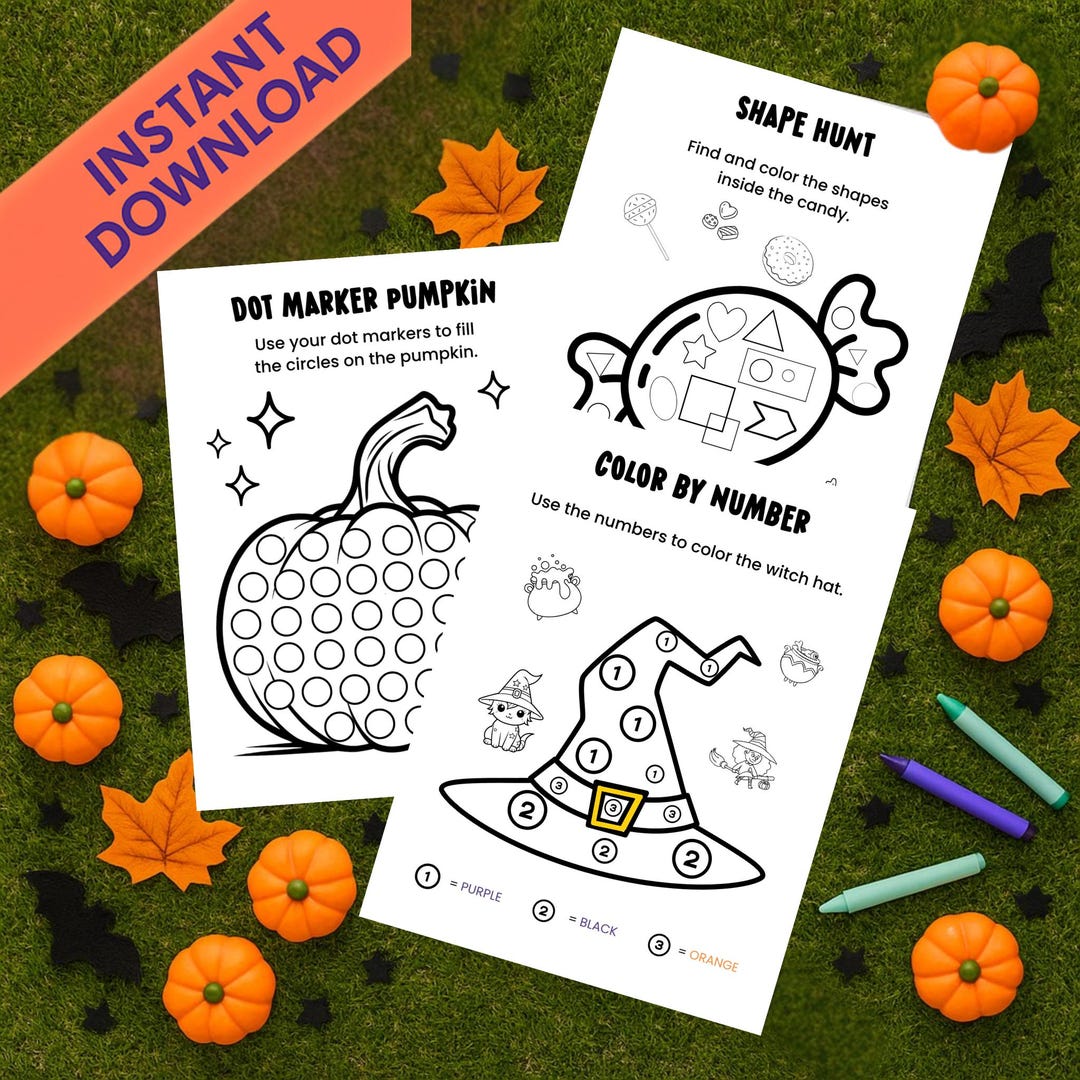 Preschool Halloween Activities Pack, Printable Worksheets for Kids Ages ...