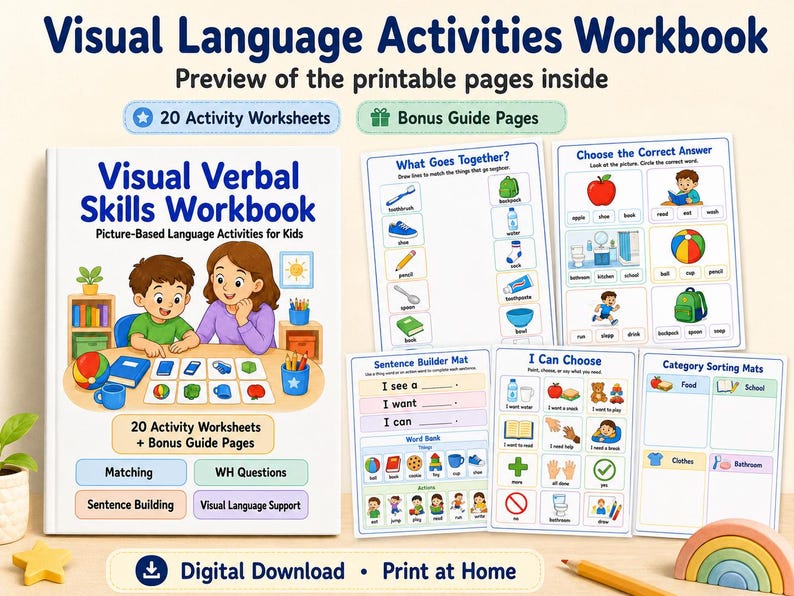 Visual Language Activities for Kids, Picture-based Communication ...