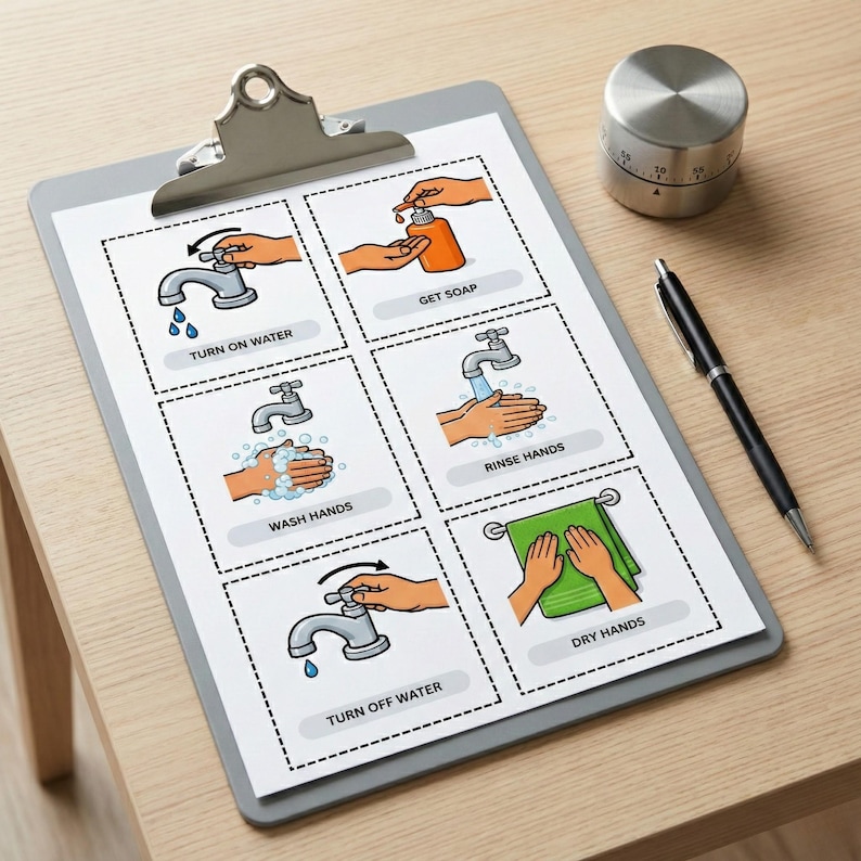Hand Washing Visual Schedule for Autism, ABA Task Analysis Routine ...