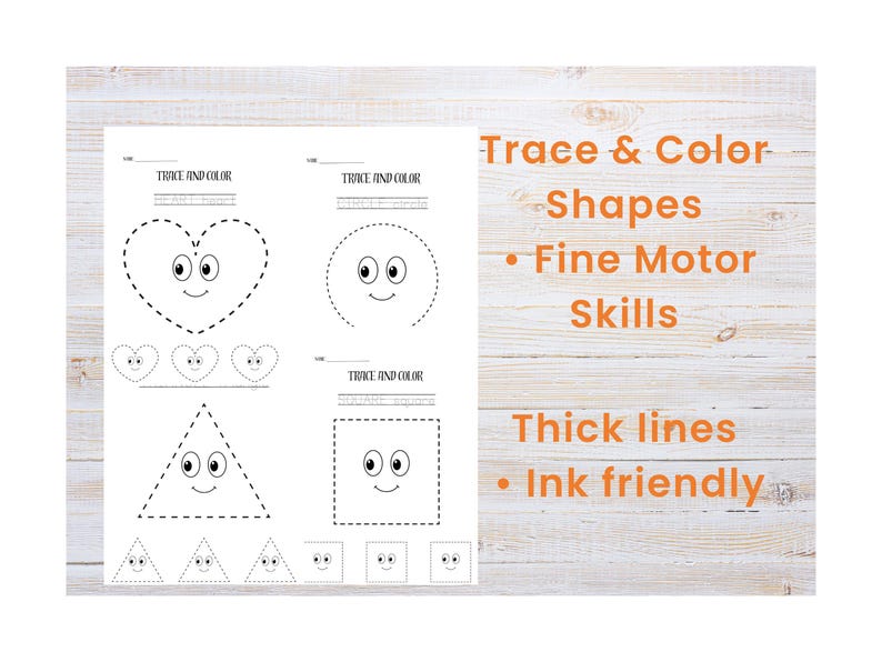 Preschool Tracing Worksheets Bundle, Numbers 0–10 and Shapes, Fine ...