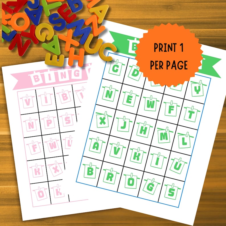 25 Alphabet Bingo Cards | ABC Game for Kids | A–Z Letters | Preschool ...