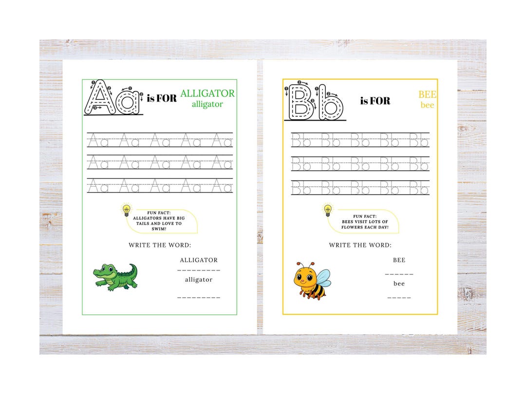 Phonics Worksheets Animal ABC, Alphabet Tracing A–Z, Uppercase ...