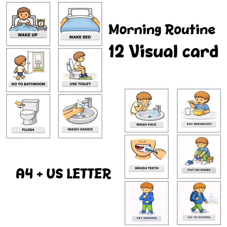Morning Routine Visual Schedule Cards for Autism and ADHD Kids - Etsy