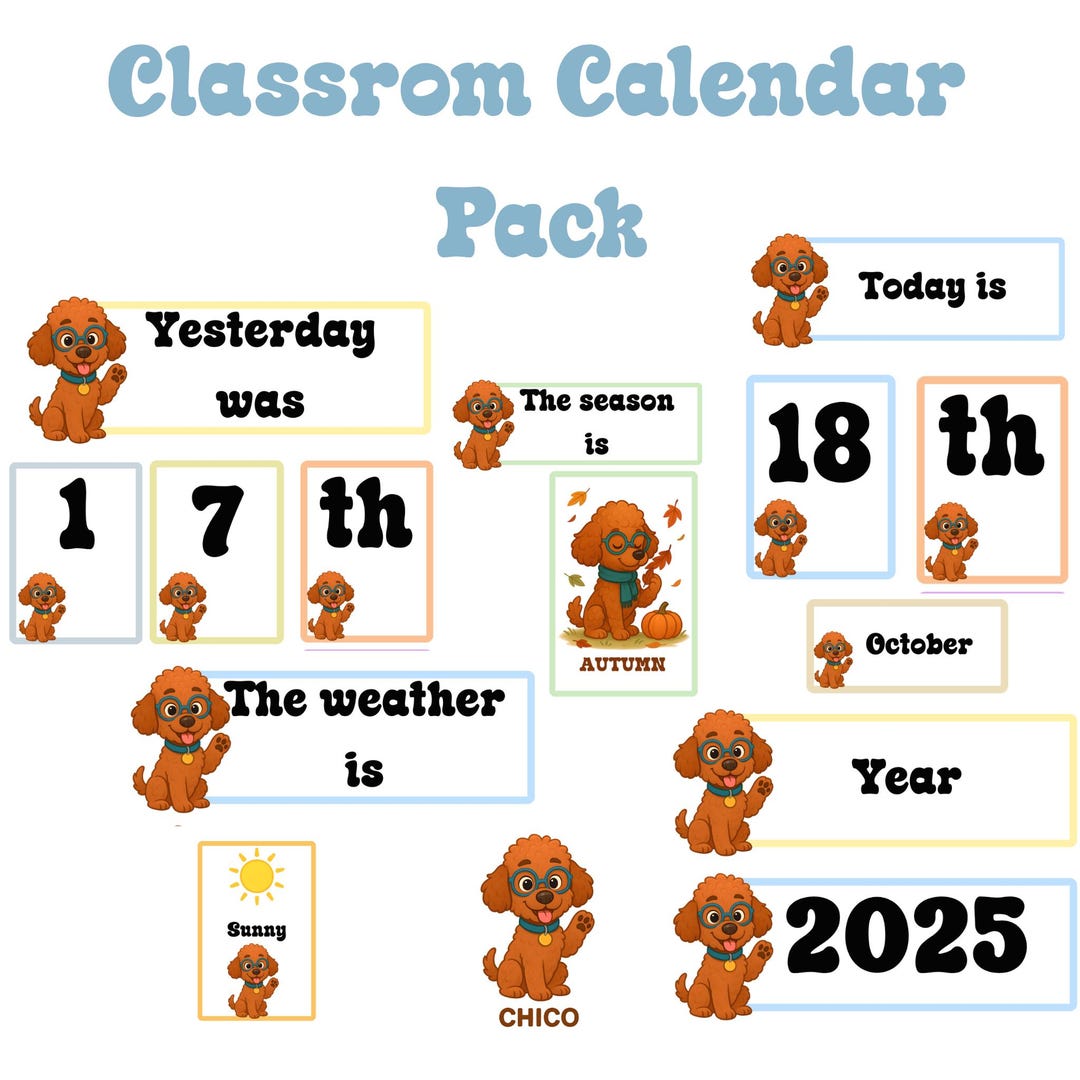 Classroom Calendar Cards for Pocket Chart | Months, Days 1–31, Weather ...