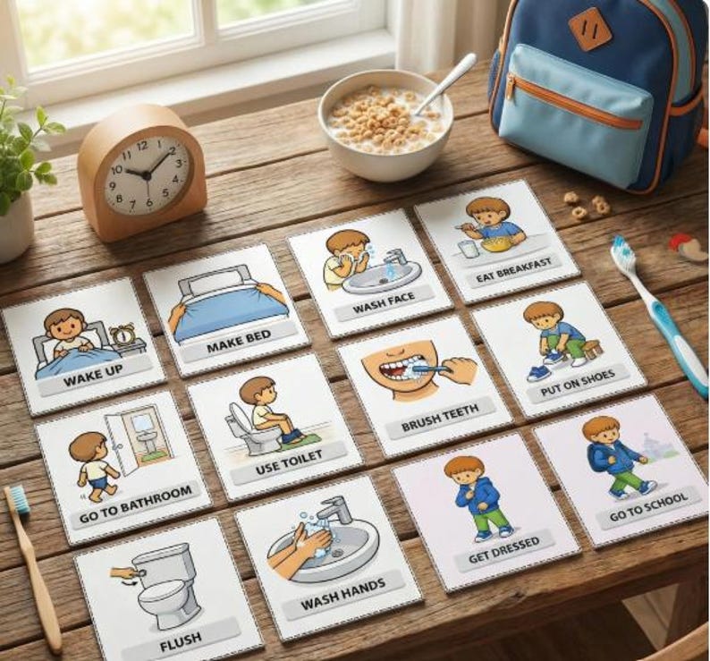 Visual Schedule Bundle PDF, Daily Routine Cards for Kids - Etsy