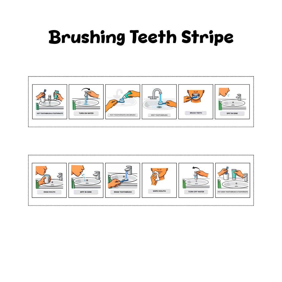 Brushing Teeth Visual Schedule Cards for Toddlers and Preschool Autism ...