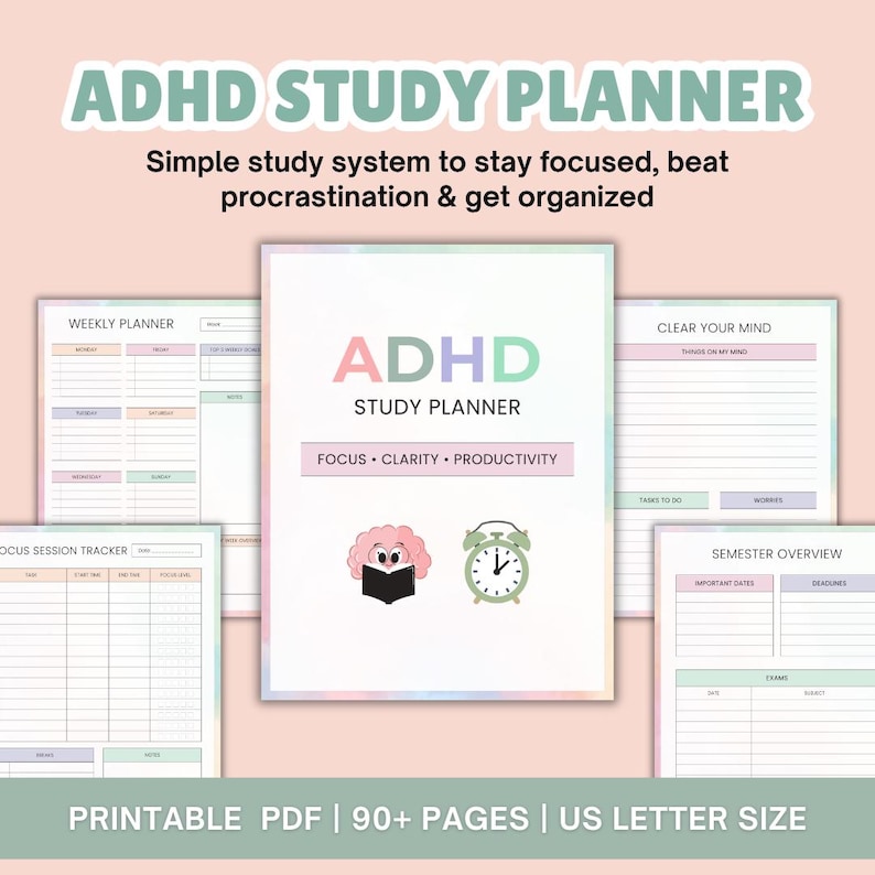 ADHD Student Planner – Focus & Time Management Planner for College and ...