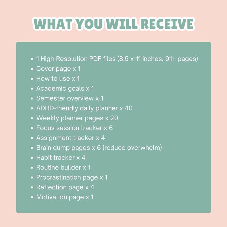 ADHD Student Planner – Focus & Time Management Planner for College and ...