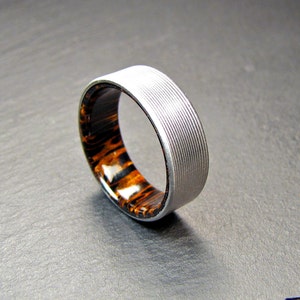 Duality (black Palm) |titanium and Palm Wood Lined Wedding Band | Mens ...