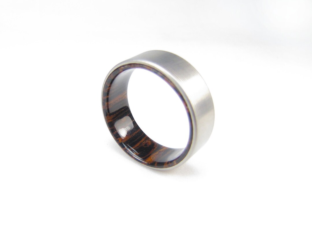 Duality (black Palm) |titanium and Palm Wood Lined Wedding Band | Mens ...
