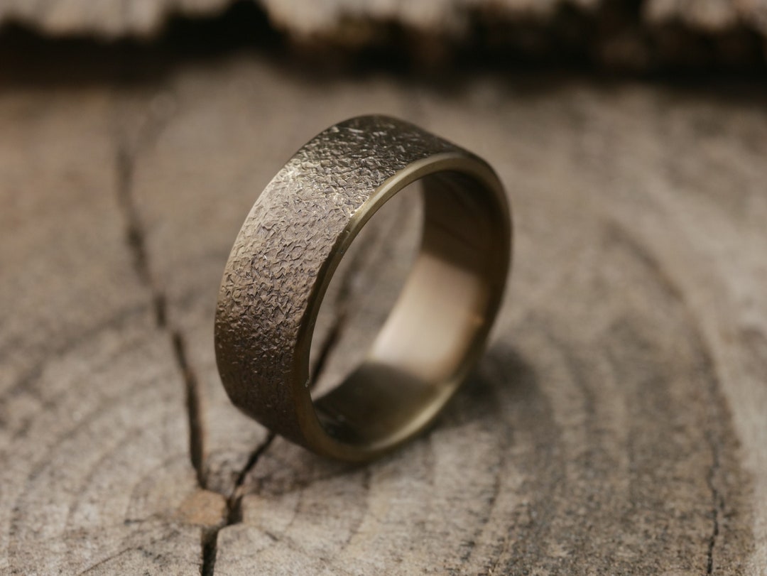 Grit | Distressed Titanium Burnt Bronze Finish Mens Wedding Band | Men ...