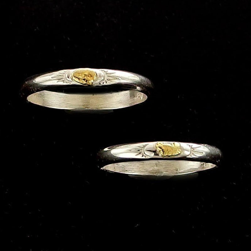 Silver Nugget Ring With Initial - Etsy
