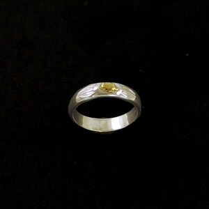 Wide Single Nugget Ring - Sterling Silver and Natural Gold Nugget Ring ...
