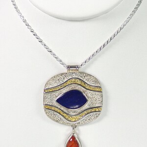 Lapis Lazuli, Natural Alaskan Gold Nugget & Sterling Silver Pendant - Etsy