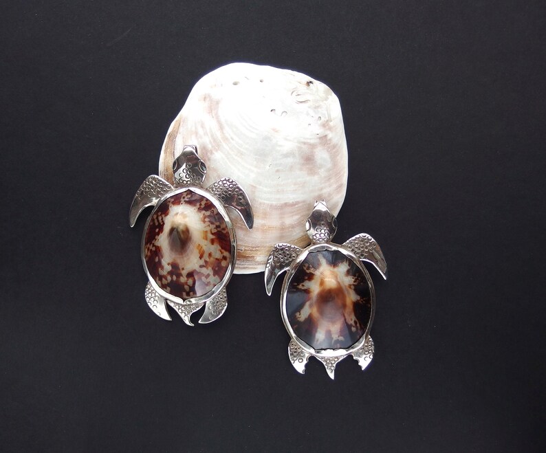 Opihi Shell & Sterling Silver Turtle Pendants | Etsy