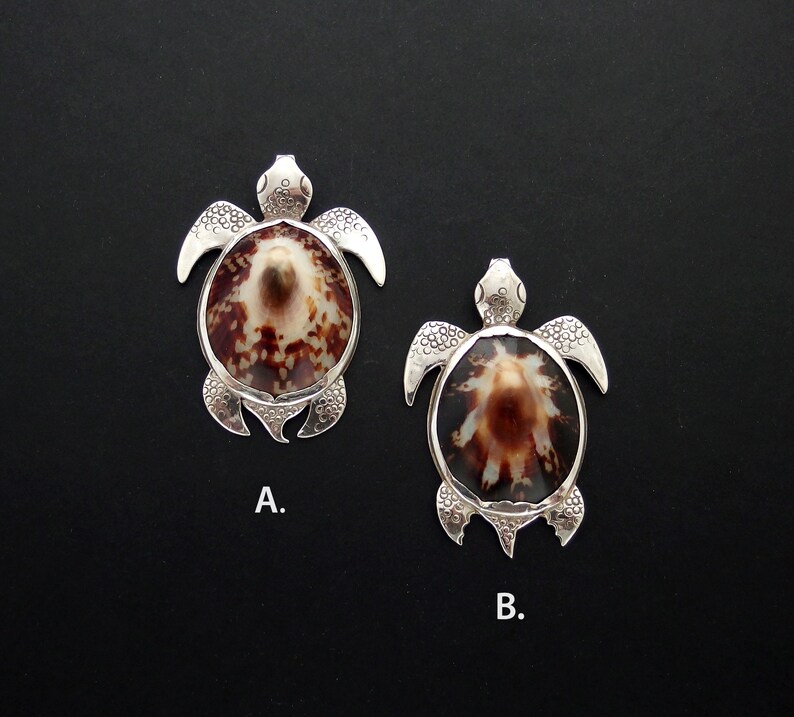Opihi Shell & Sterling Silver Turtle Pendants | Etsy