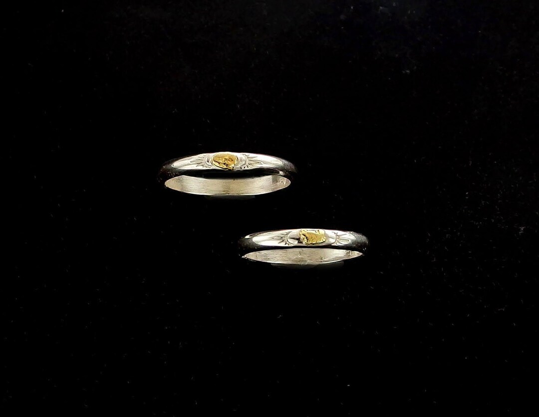 Single Nugget Ring - Sterling Silver and Natural Alaskan Gold Nugget - Etsy