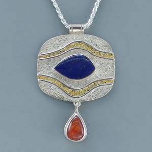 Lapis Lazuli, Natural Alaskan Gold Nugget & Sterling Silver Pendant - Etsy