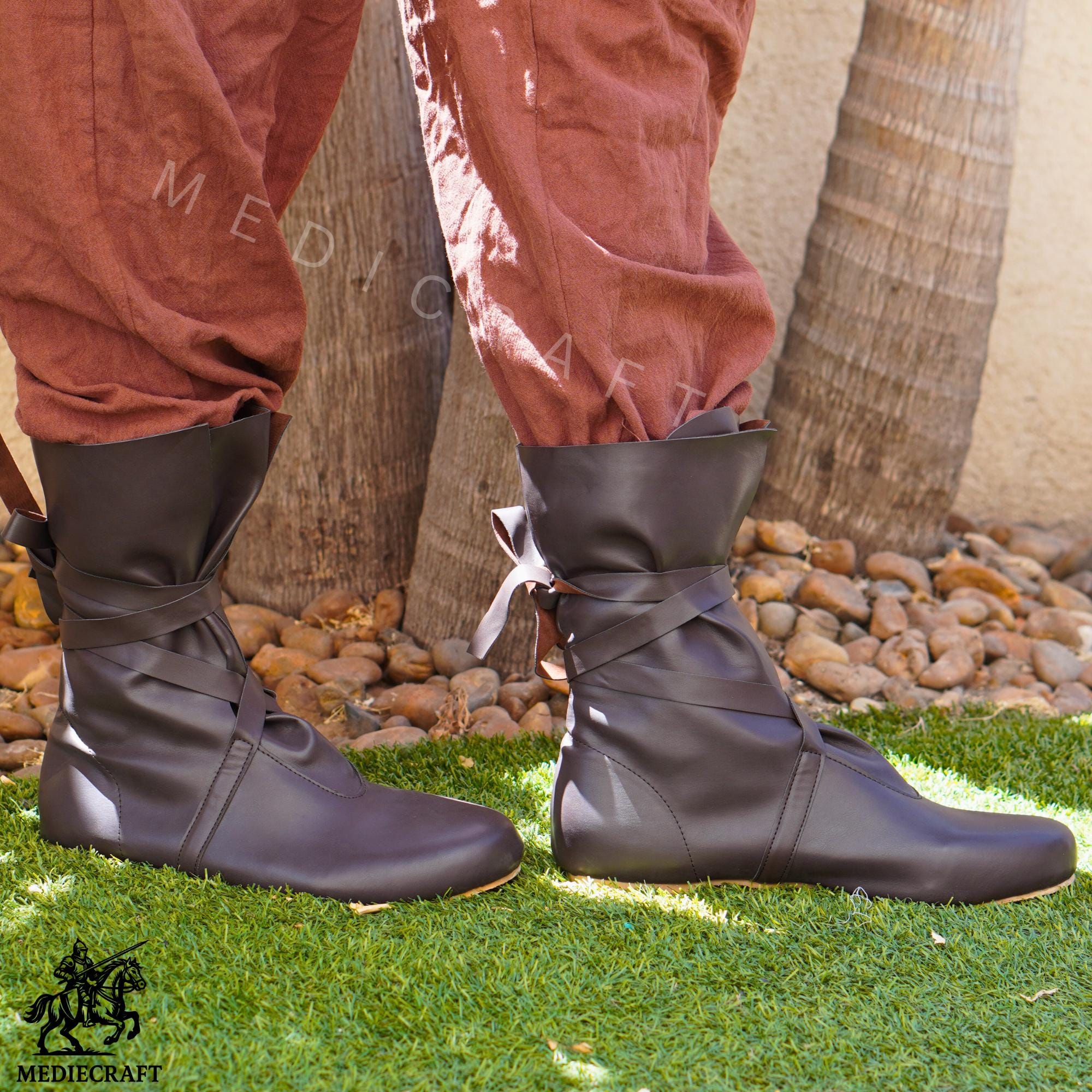 Medieval LARP Boots – Viking Leather Boots, Renaissance Costume Shoes ...