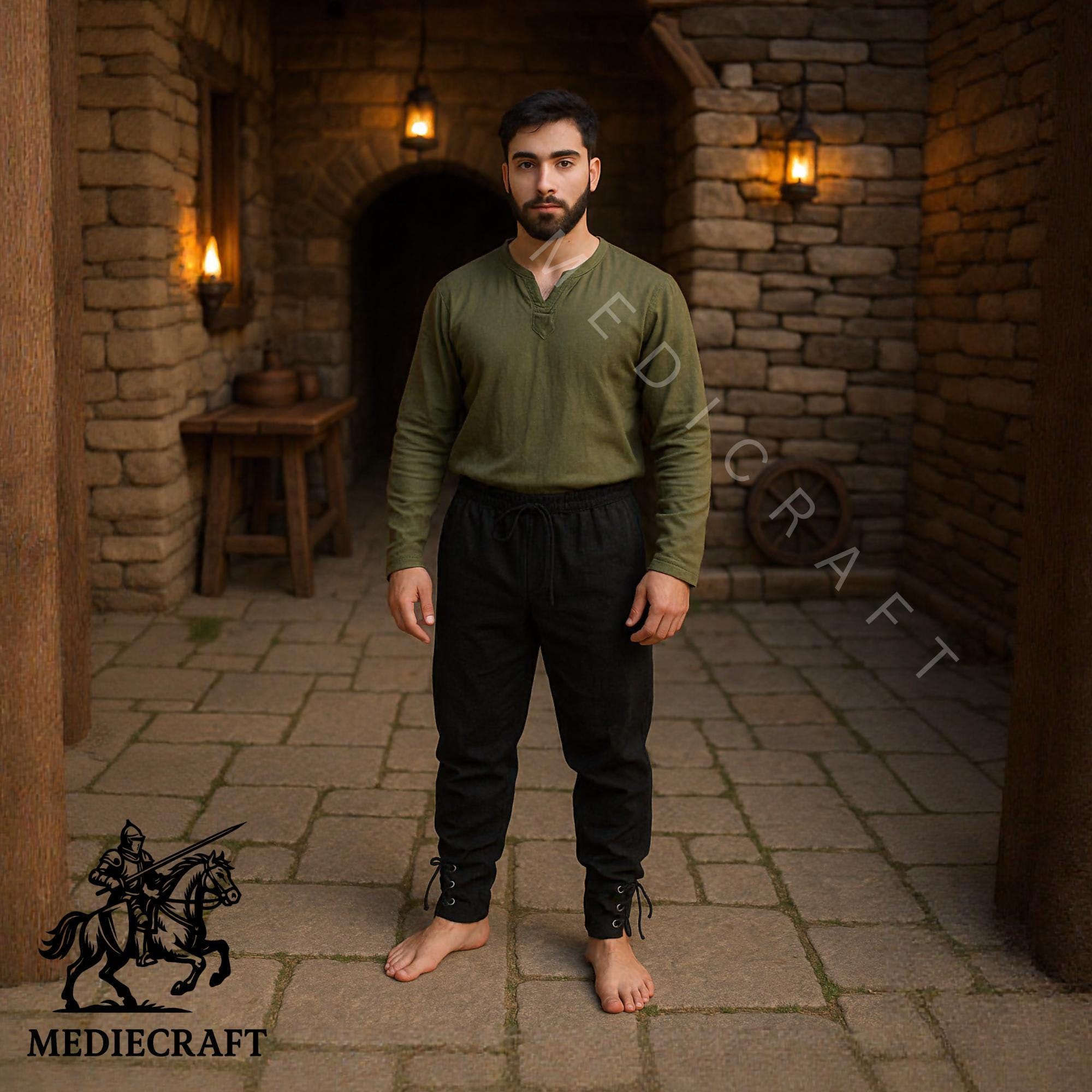 Linen Cotton Renaissance Pants: Medieval LARP Trousers With Pockets - Etsy