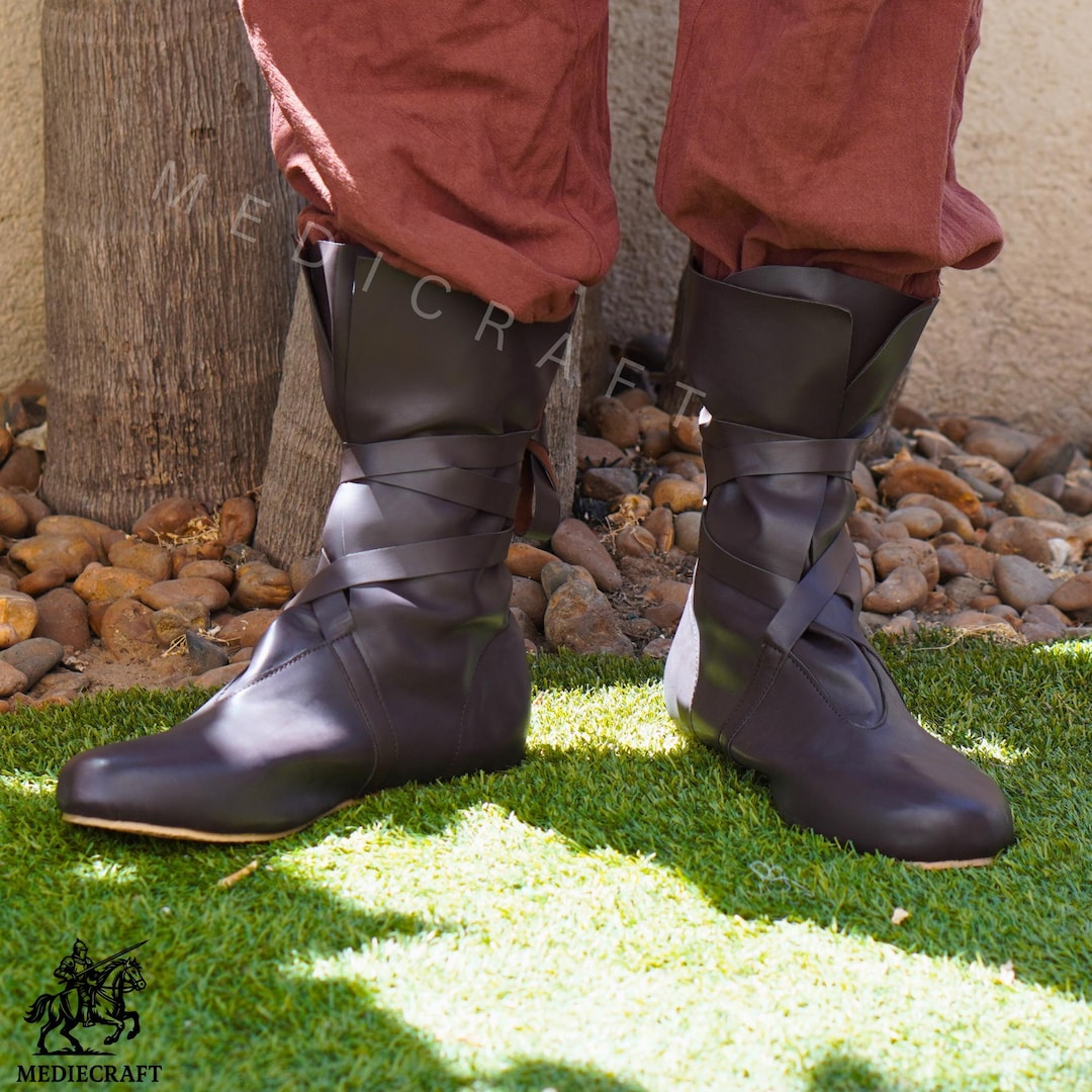 Medieval LARP Boots – Viking Leather Boots, Renaissance Costume Shoes ...